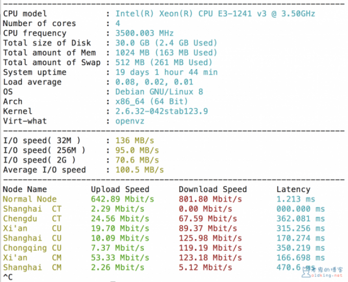 SuperBench.sh 一键测试服务器的基本参数 - Linux - 老鬼的博客(OldKing.net)