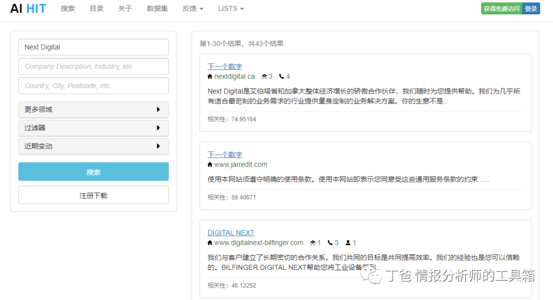 【工具】查询有英文网站的公司----AI HIT DATA
