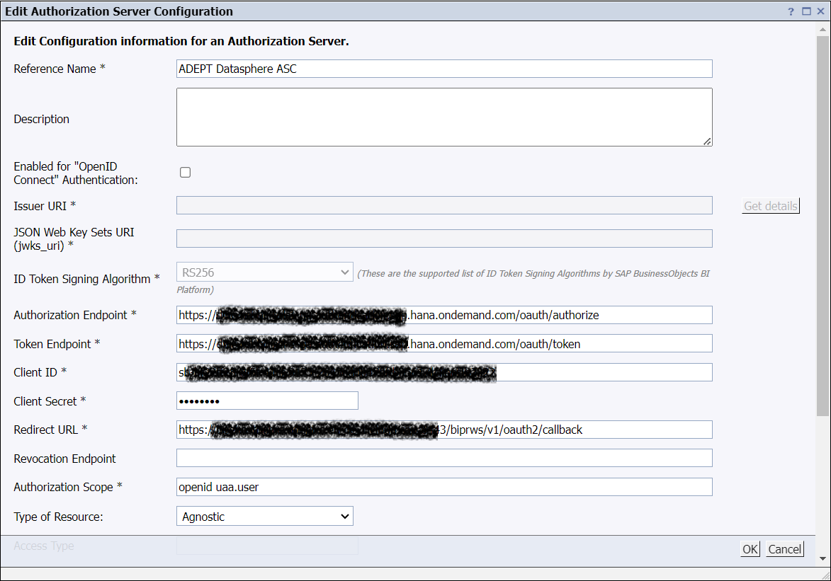 Connect SAP Web Intelligence to SAP Datasphere analytic models using OAuth 2.0