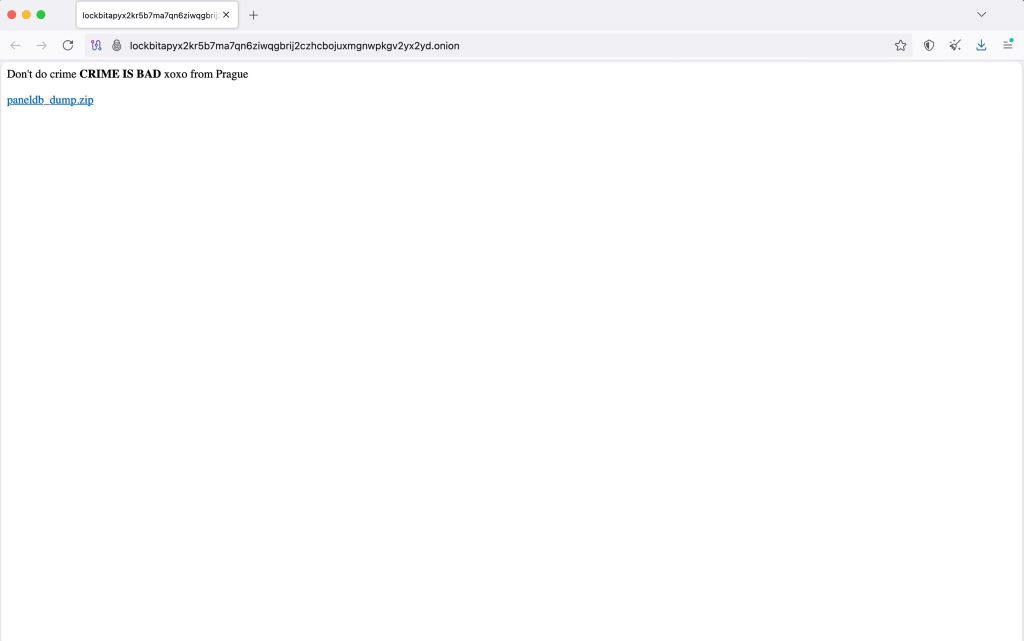 The LockBit ransomware site was breached, database dump was leaked online